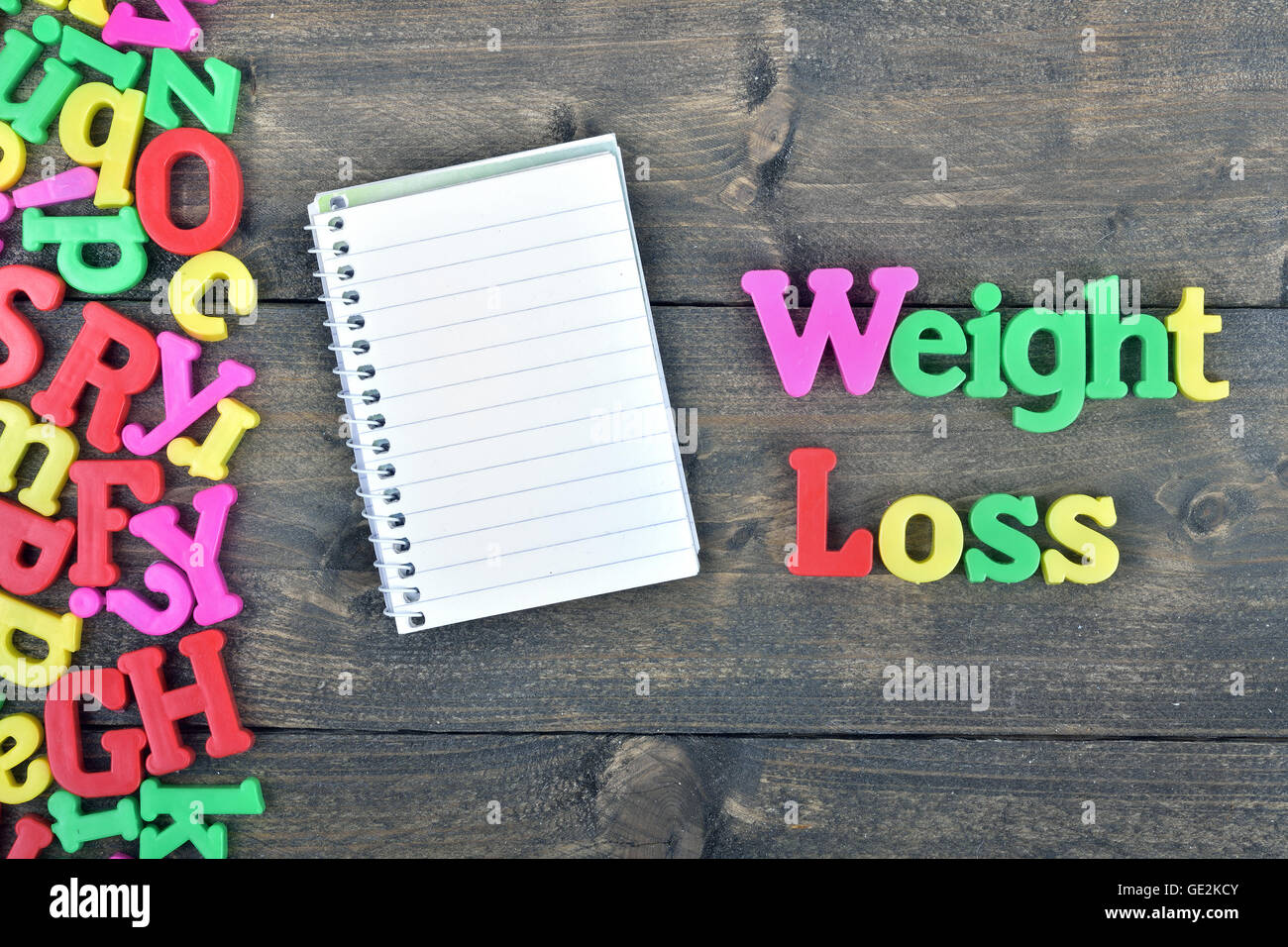 Weight loss word on wooden table Stock Photo - Alamy