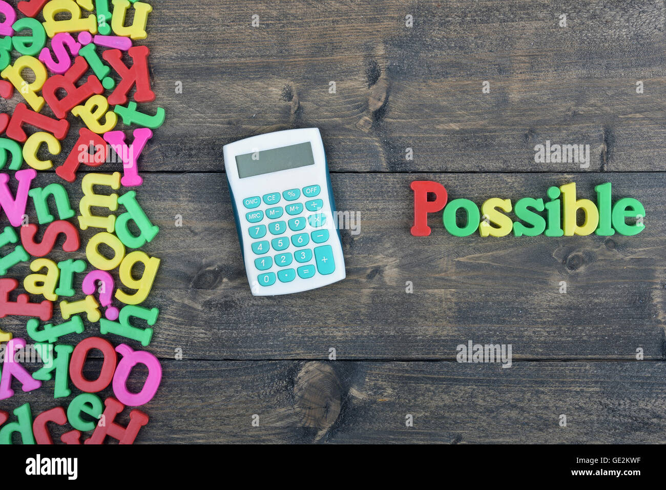 Possible word on wooden table Stock Photo - Alamy