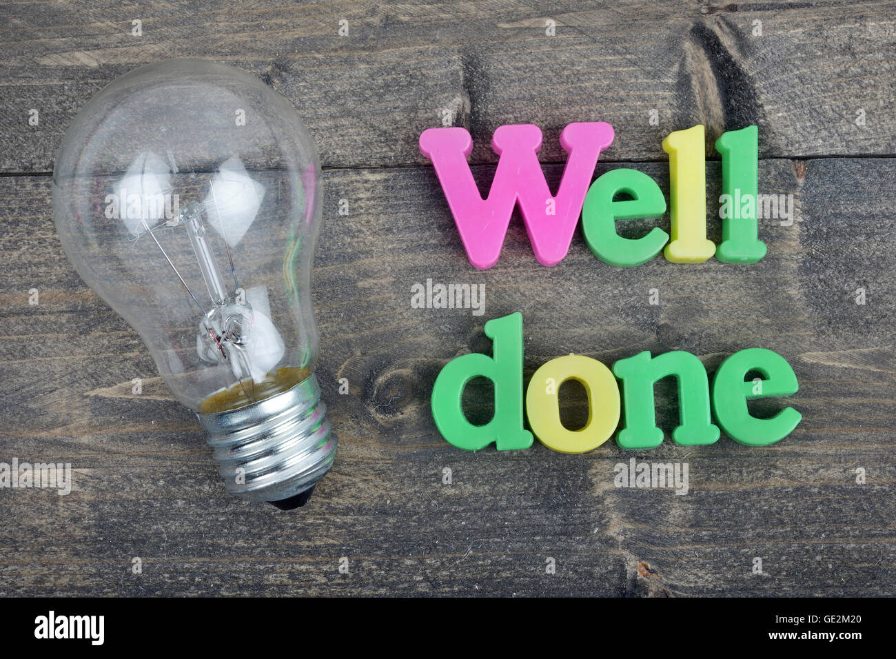 Well done white text on hi-res stock photography and images - Alamy