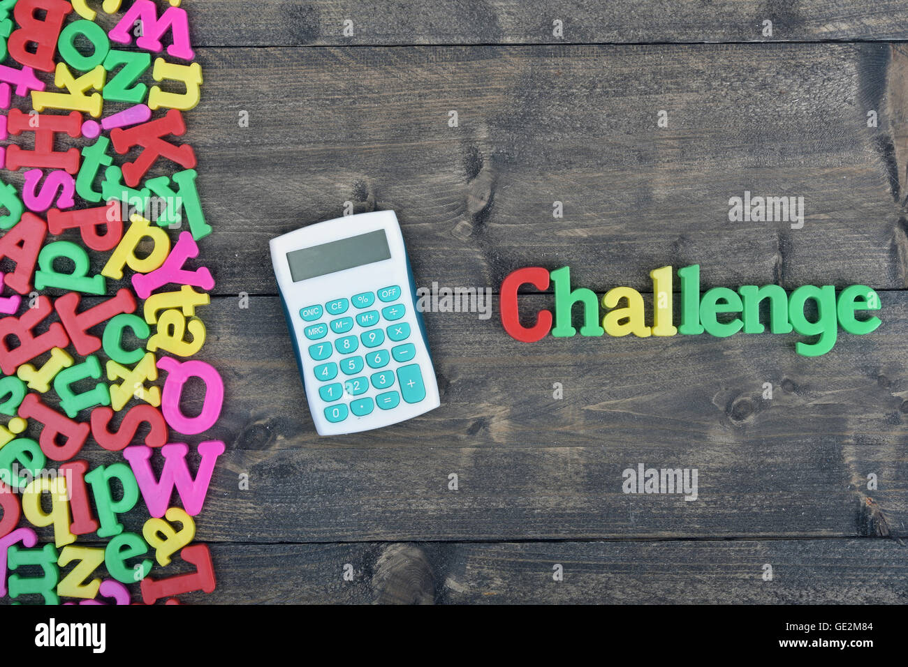 Challenge word on wooden table Stock Photo - Alamy