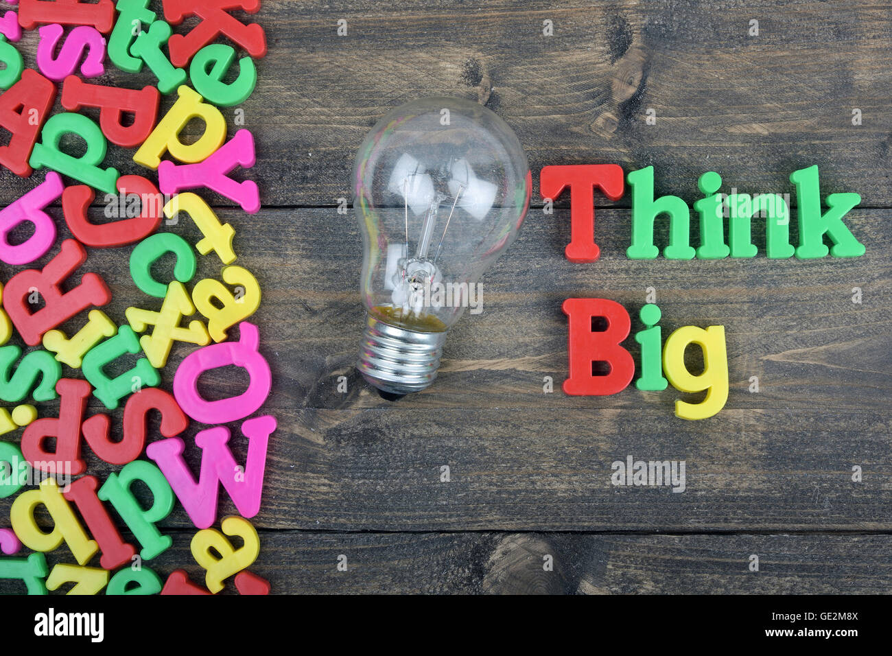 Think big word on wooden table Stock Photo - Alamy