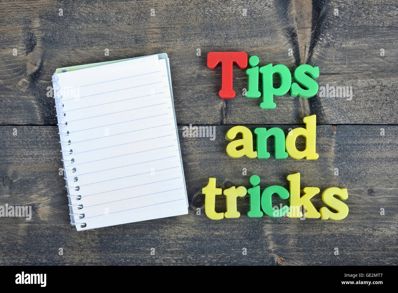 Notebook text tips tricks hi-res stock photography and images - Alamy