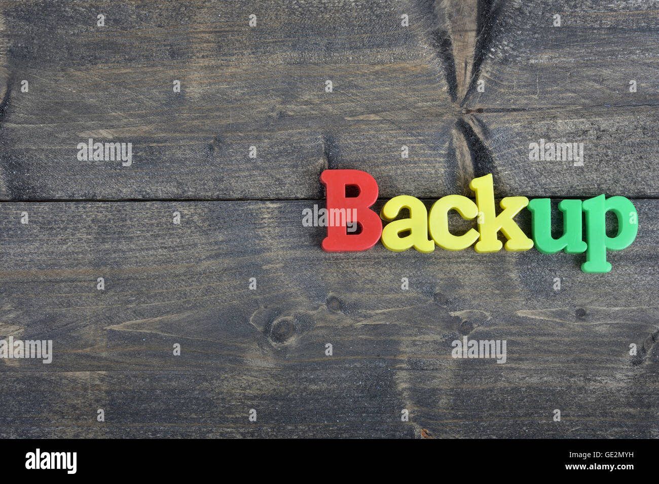 Backup word on wooden table Stock Photo - Alamy