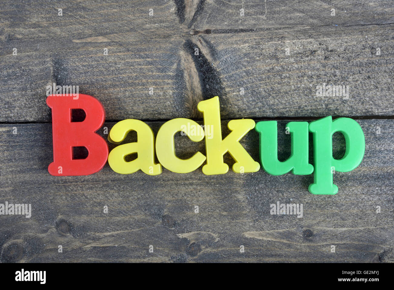 Backup word on wooden table Stock Photo - Alamy