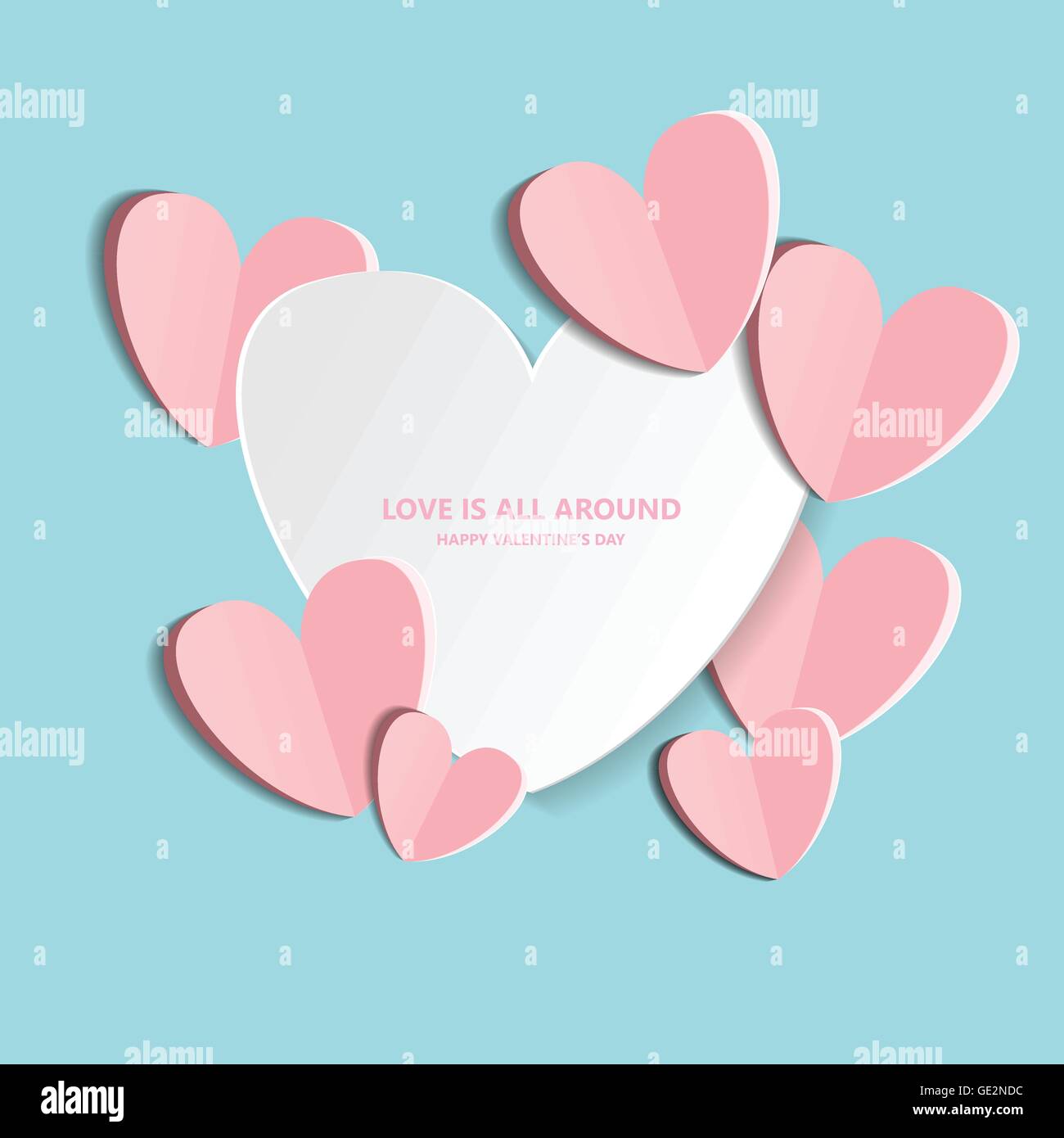 Symbol of love on sweet blue background, greeting card, Flat design ...