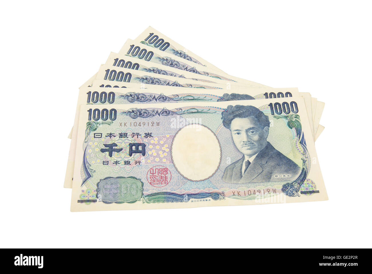japanese yen notes. Currency of Japan on white background Stock Photo ...