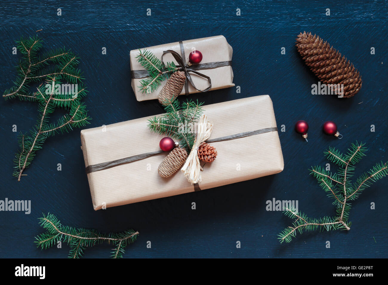 Top view wrapped presents hi-res stock photography and images - Alamy