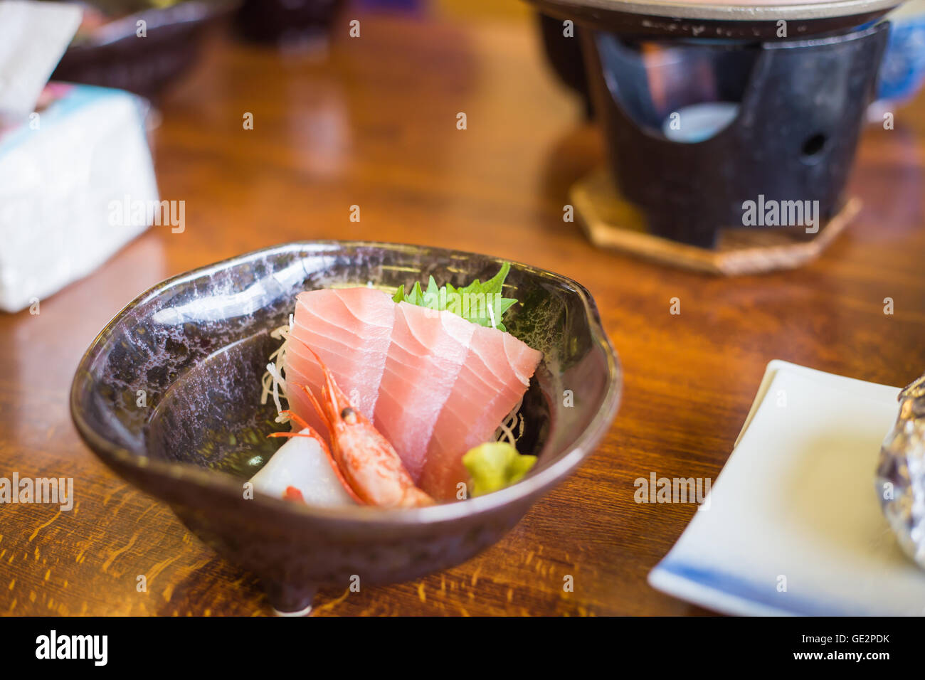Original Japanese food. Sea food raw. fish shrimp Stock Photo - Alamy