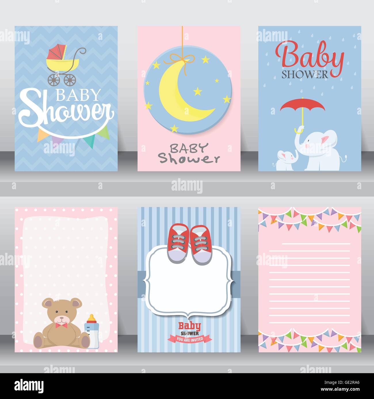 baby shower party greeting and invitation card. layout template in A4 ...