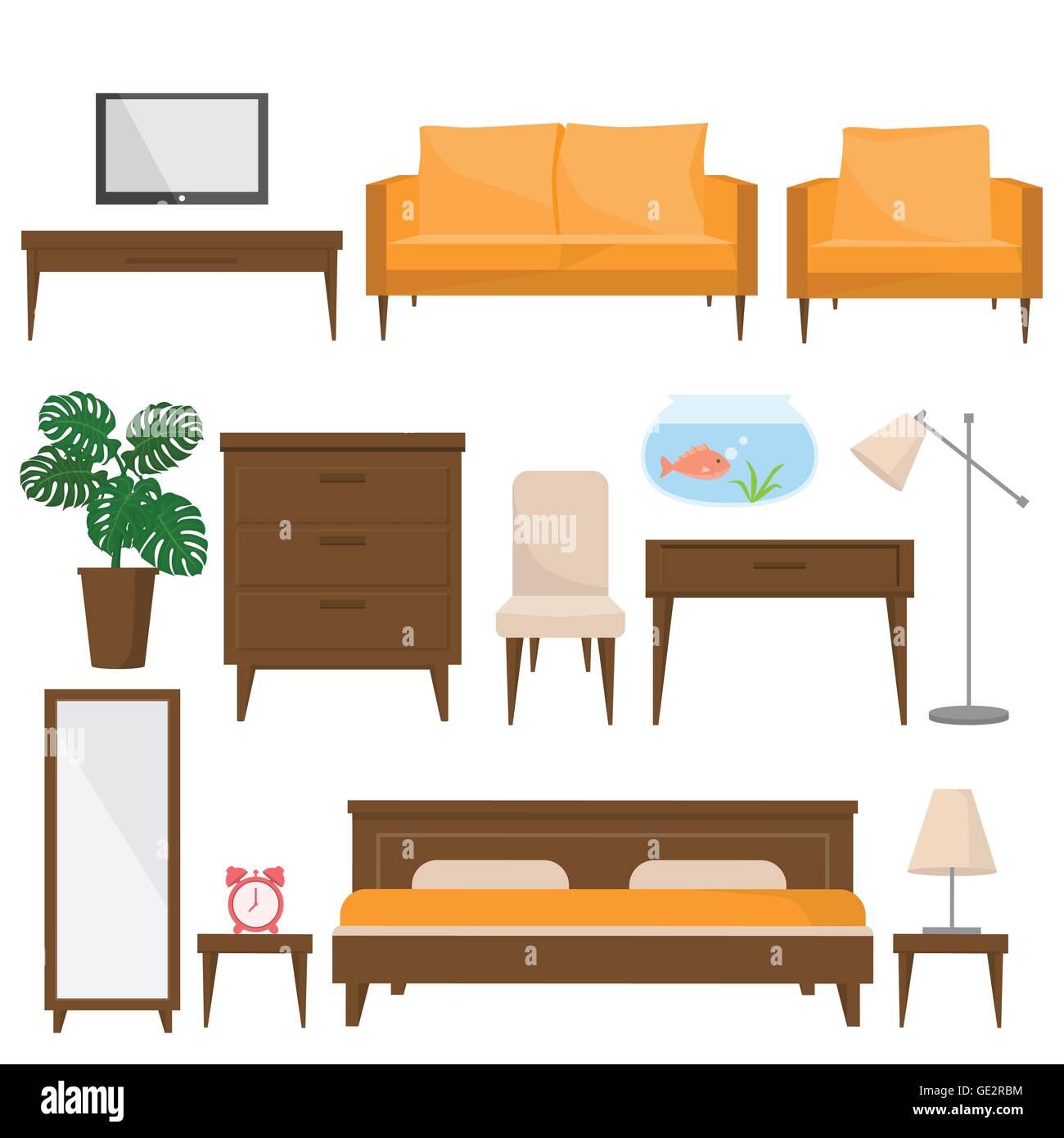 Bed desk room Stock Vector Images - Alamy