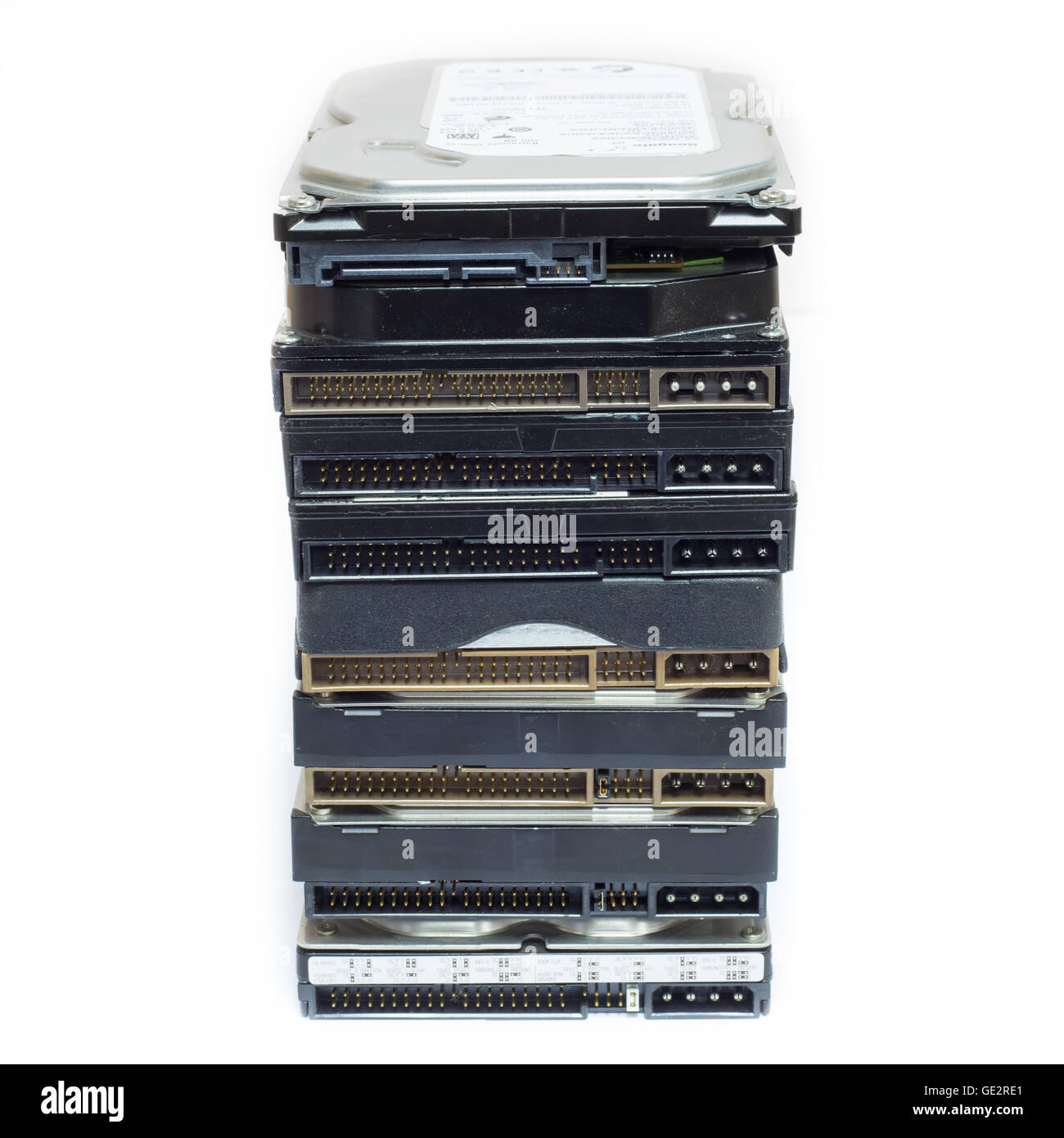 Multiple harddisk drives isolate on white background Stock Photo - Alamy