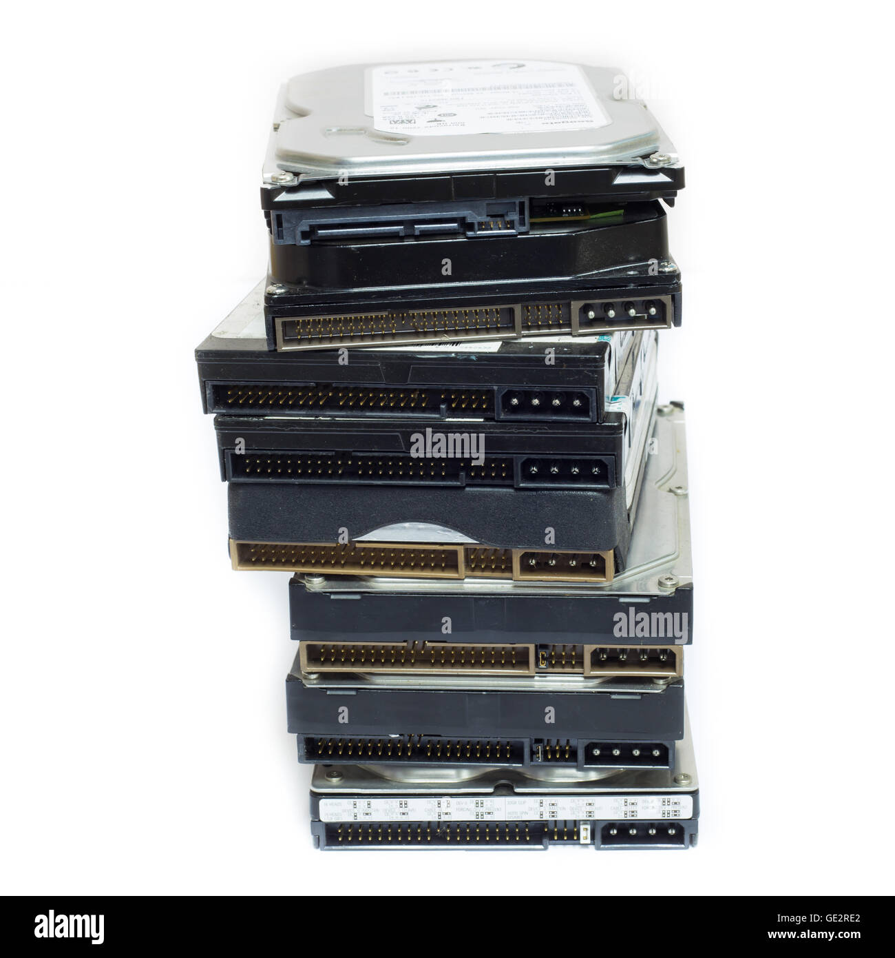 Multiple harddisk drives isolate on white background Stock Photo - Alamy