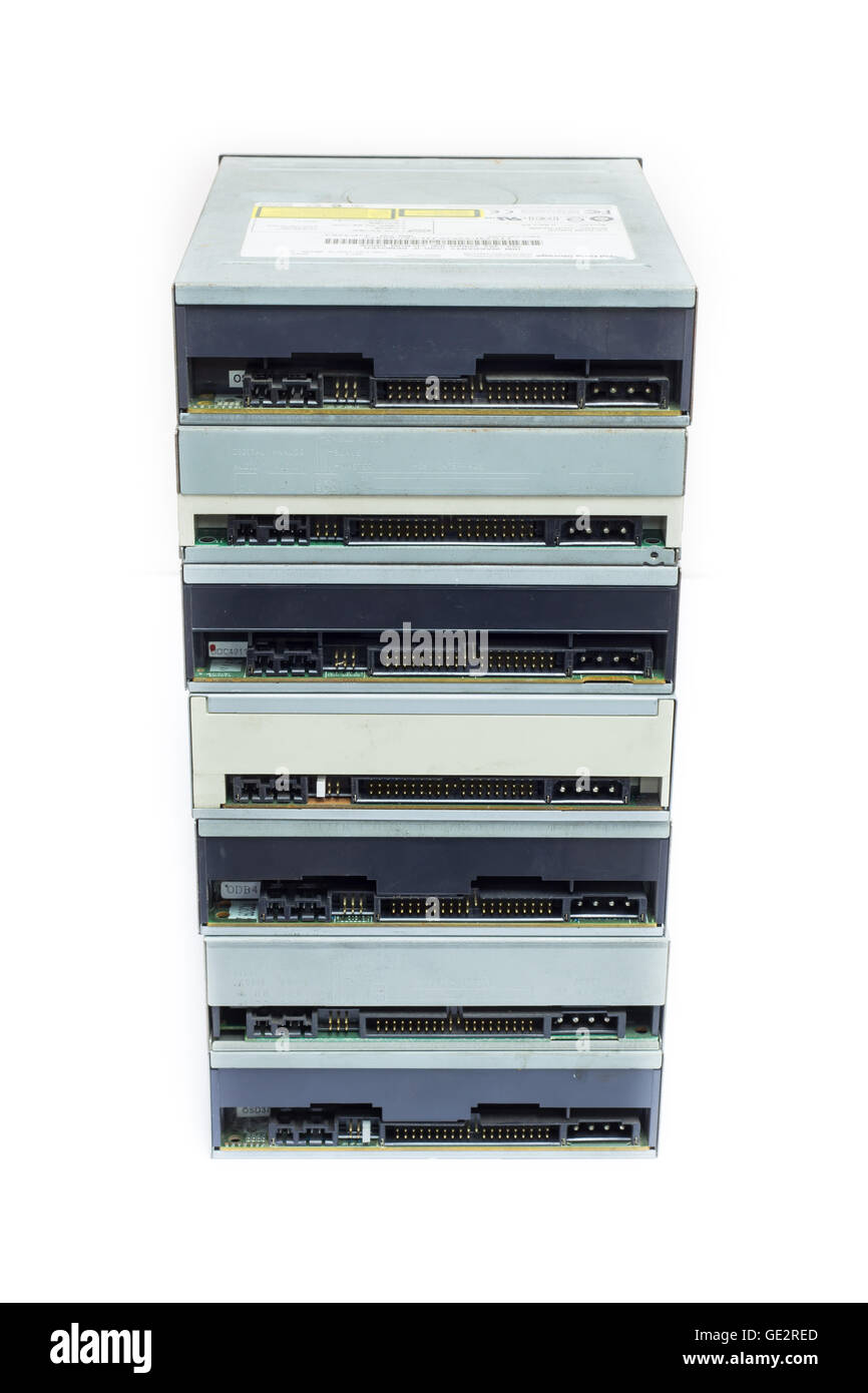 Multiple Optical disc drive isolated on white Stock Photo - Alamy