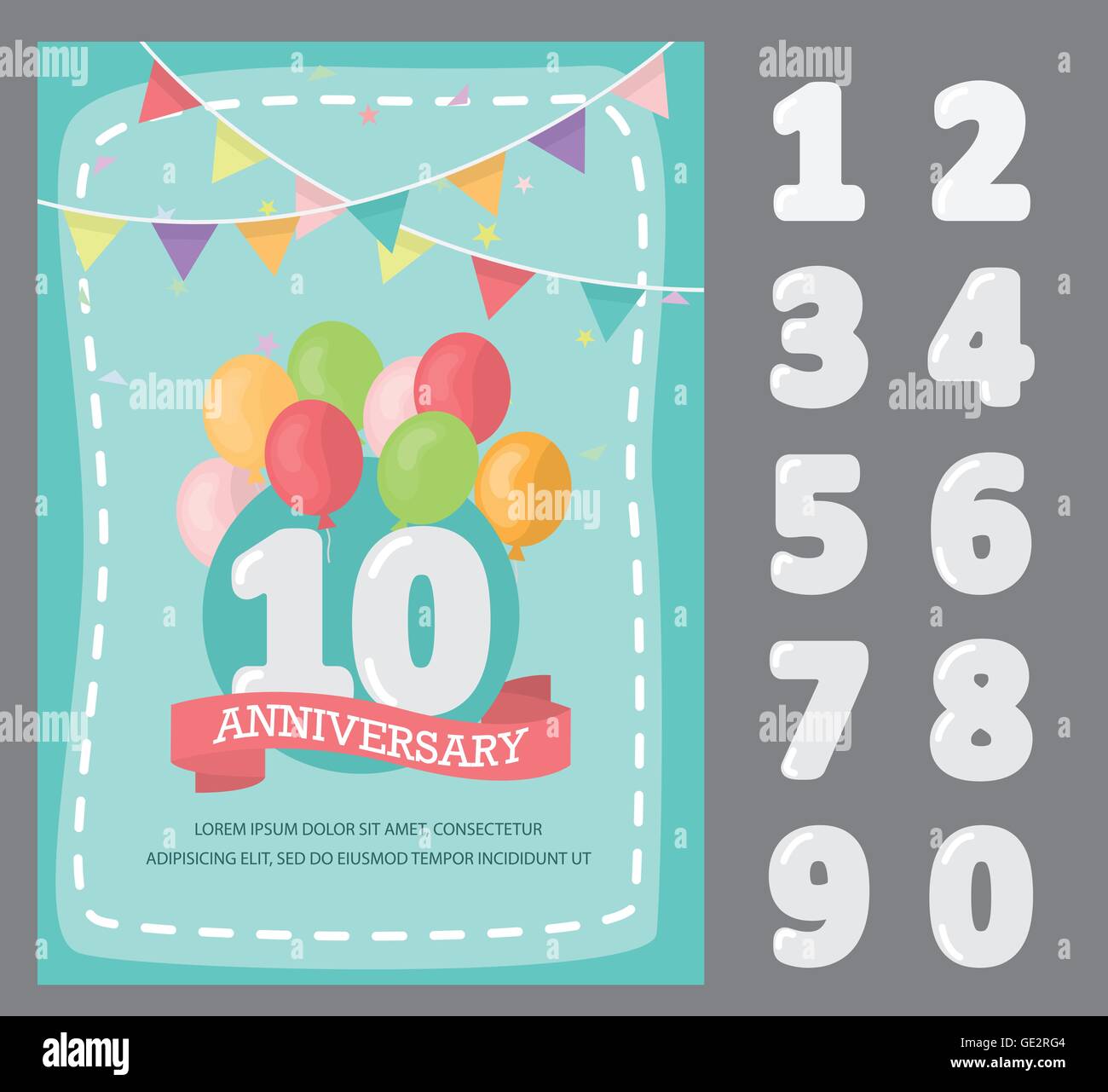 flat design of happy birthday, anniversary celebration poster, for say ...