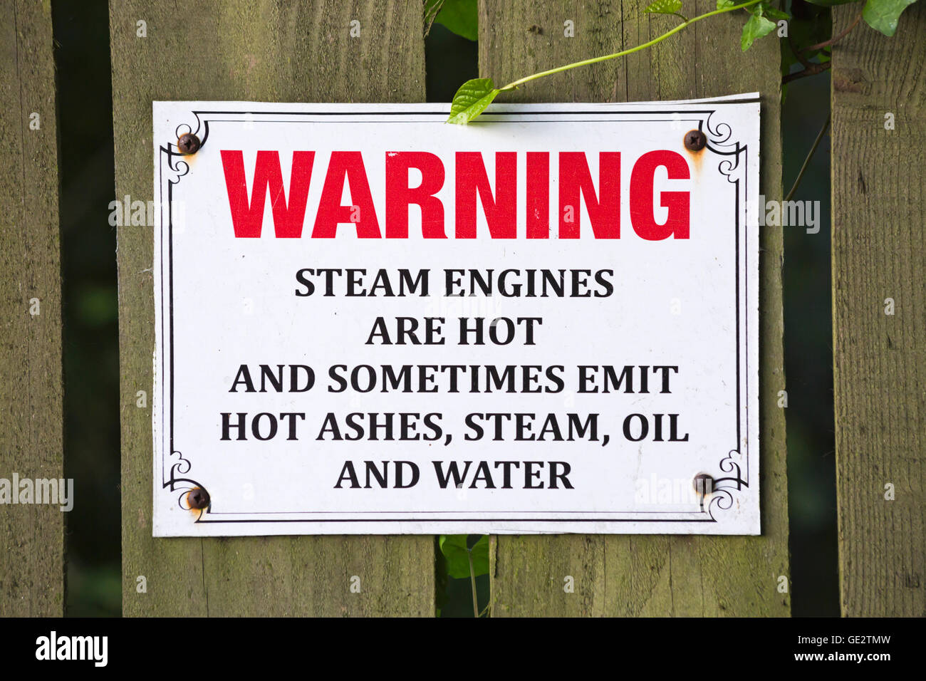 Warning steam engines are hot and sometimes emit hot ashes hi-res stock ...