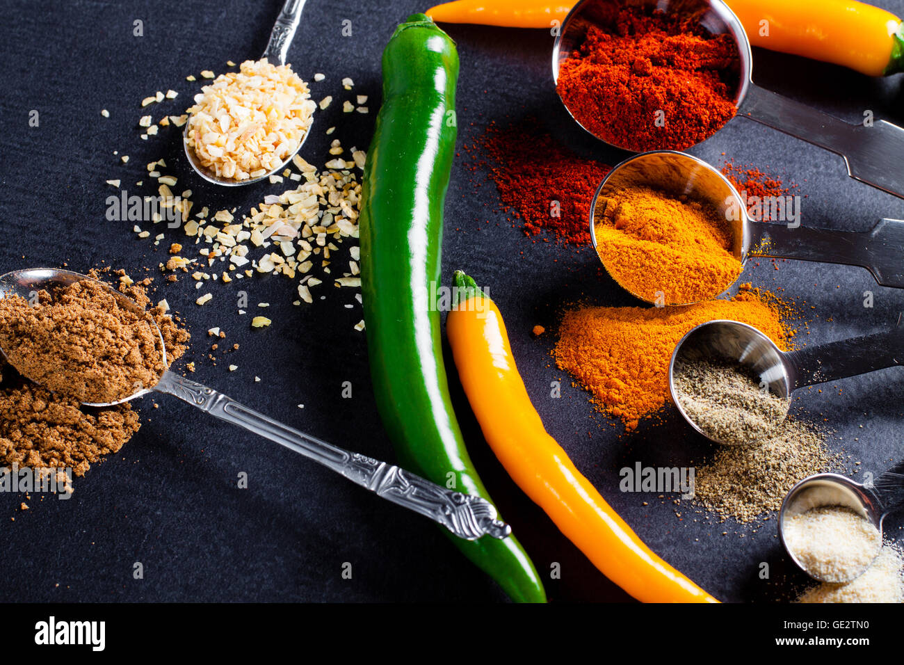 Colored paprika and spices in scoop Stock Photo - Alamy
