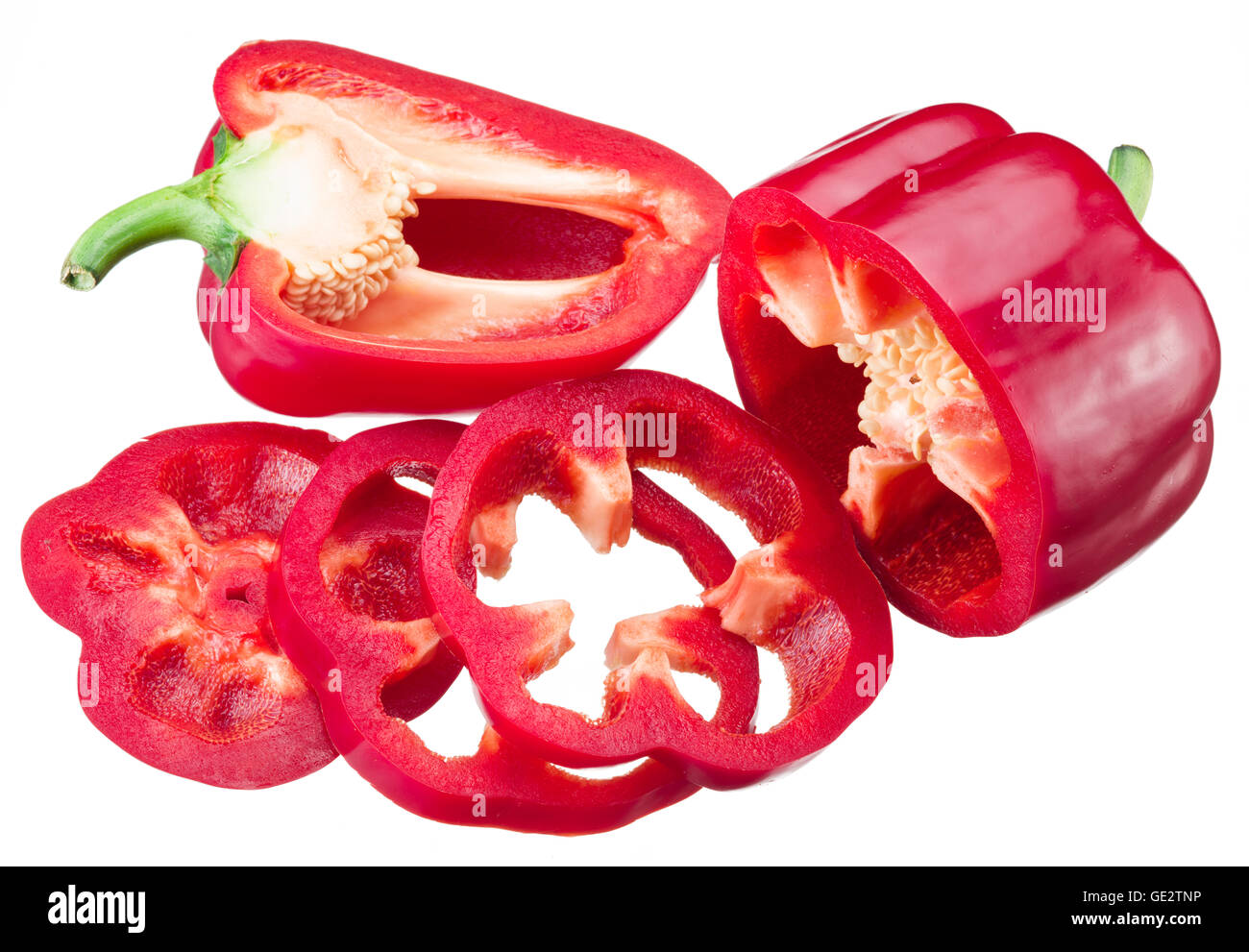 Paprika slices isolated on white background Stock Photo - Alamy