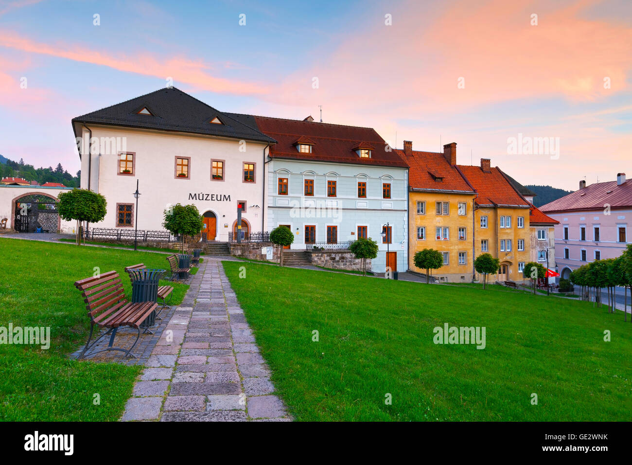 Historic medieval mining town of Kremnica in central Slovakia Stock ...