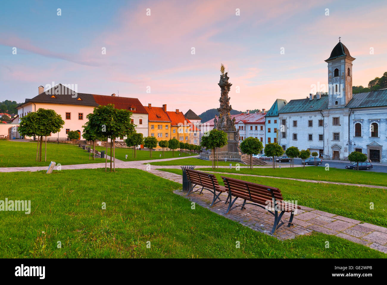 Historic medieval mining town of Kremnica in central Slovakia Stock ...