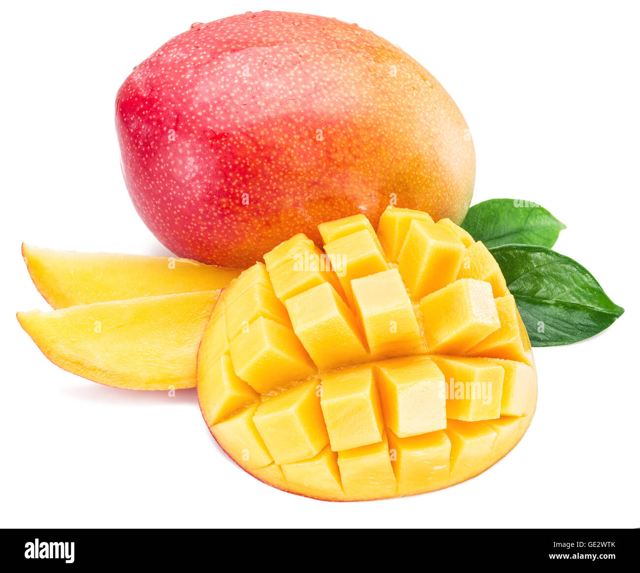 Mango fruits with water drops. Isolated on a white background Stock ...