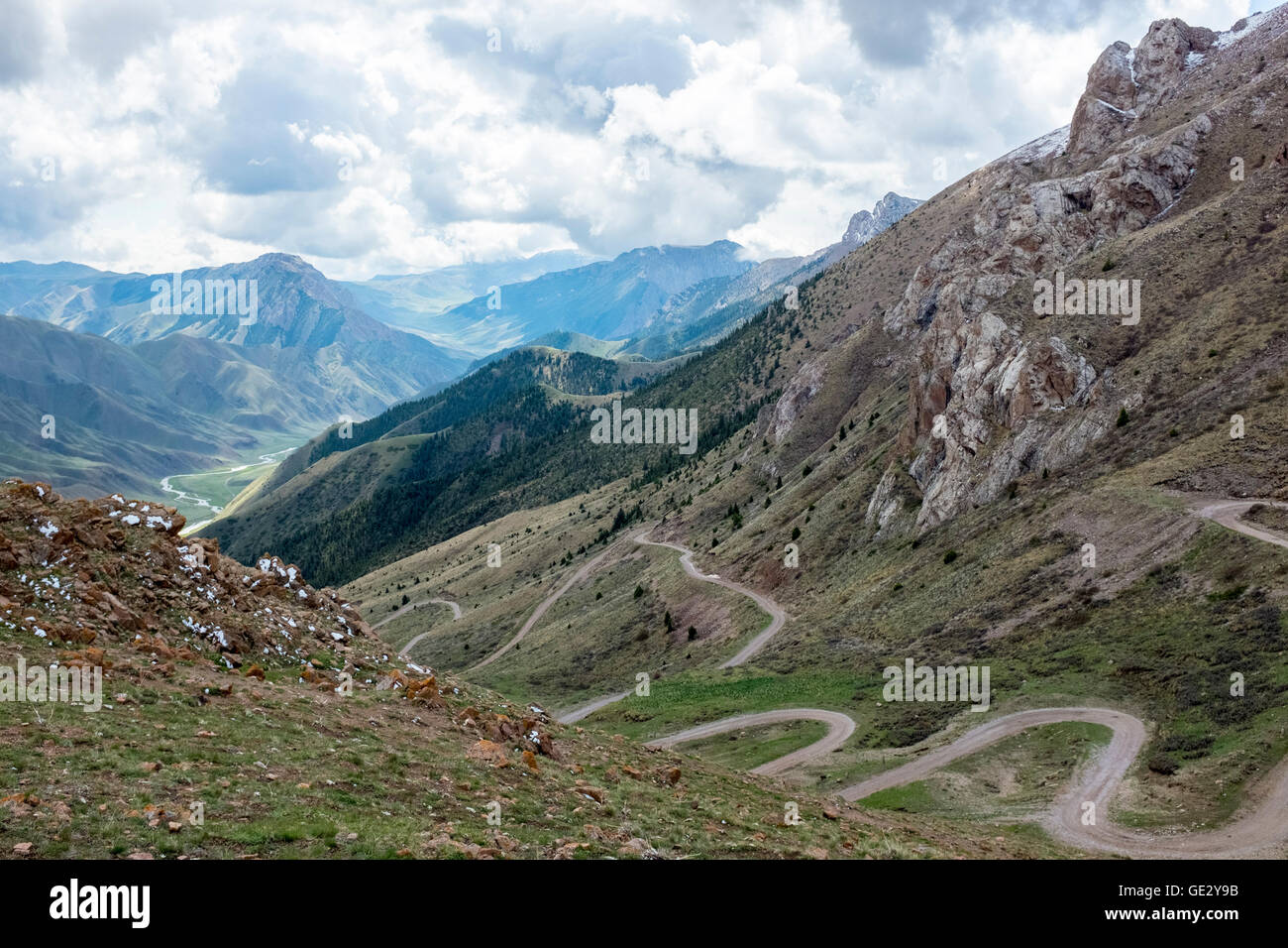 Winding mountain pass to karatal zhapyryk national preserve hi-res ...