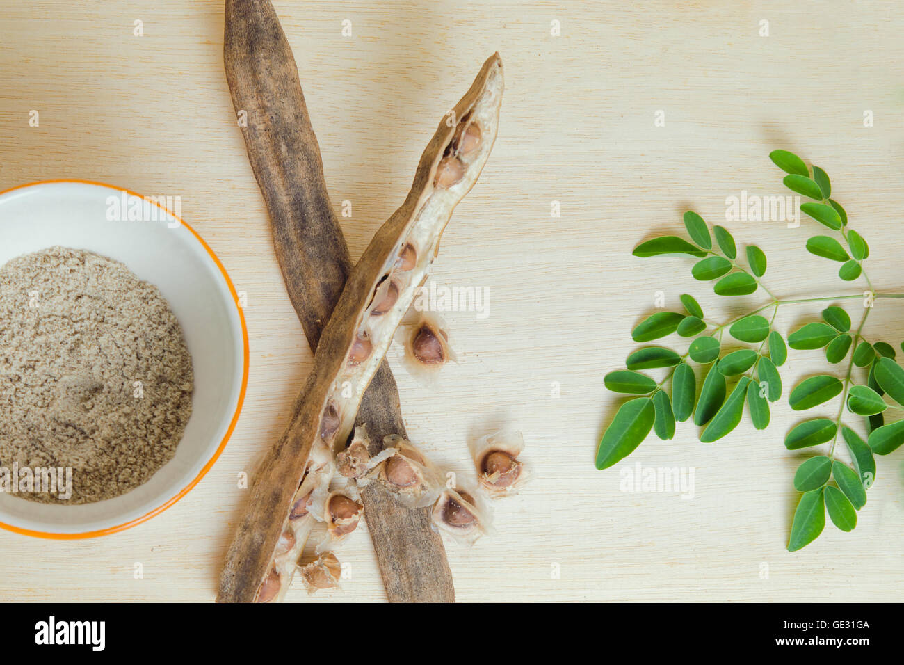 Moringa (Other names are Moringa oleifera Lam., MORINGACEAE, Futaba kom ...