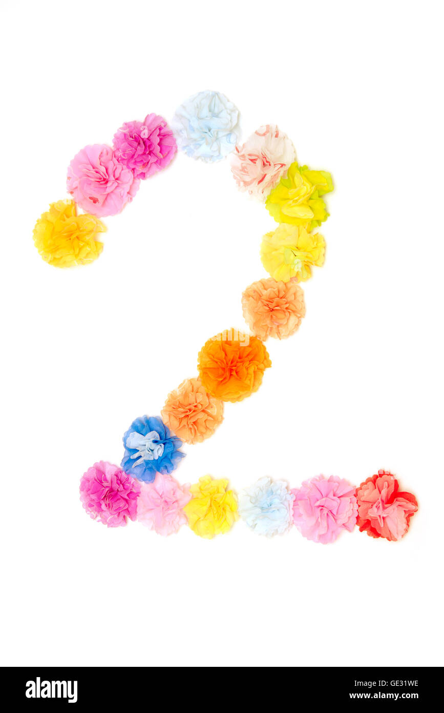 Colorful paper craft work of flowers as number alphabet Stock Photo - Alamy