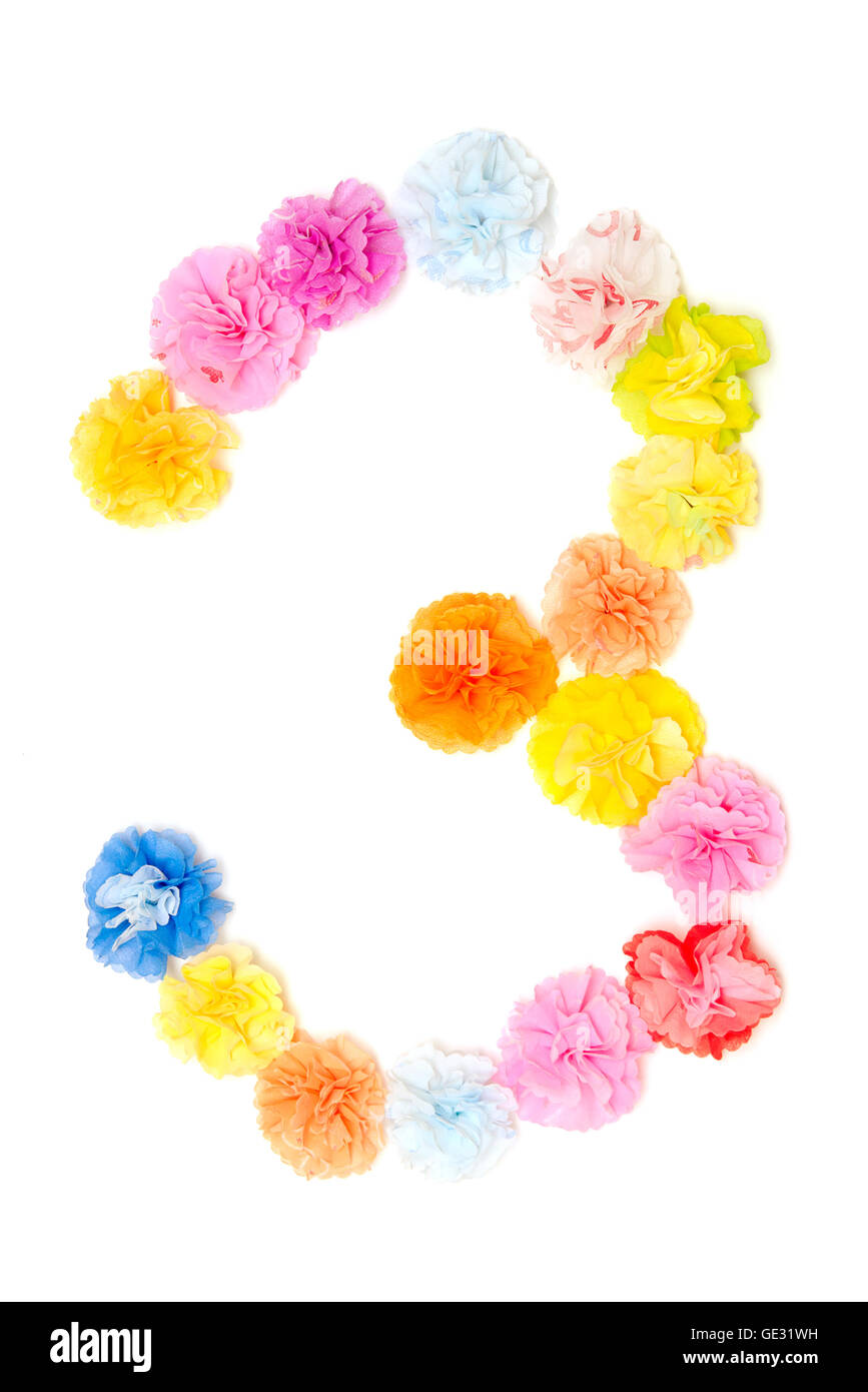 Colorful paper craft work of flowers as number alphabet Stock Photo - Alamy