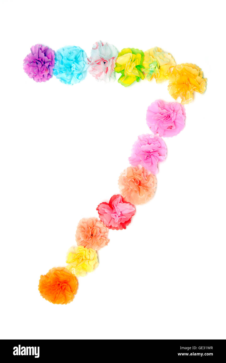 Colorful paper craft work of flowers as number alphabet Stock Photo - Alamy