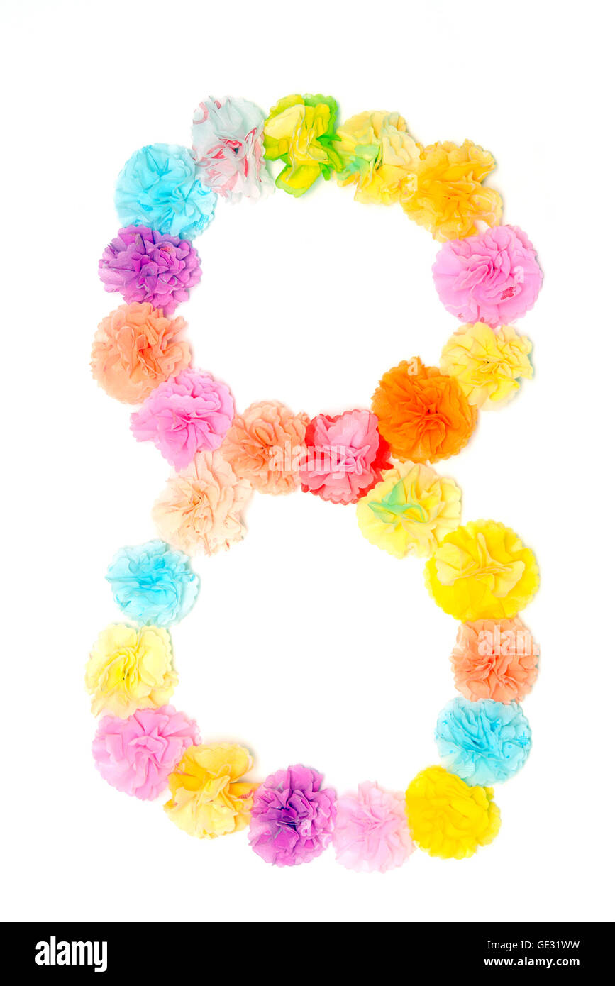 Colorful paper craft work of flowers as number alphabet Stock Photo - Alamy