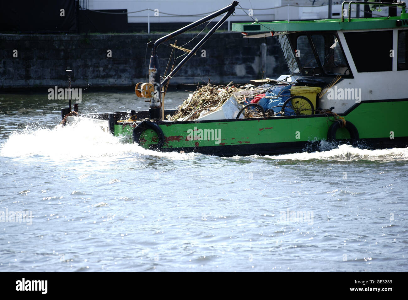 Garbage transport ship Stock Photo - Alamy