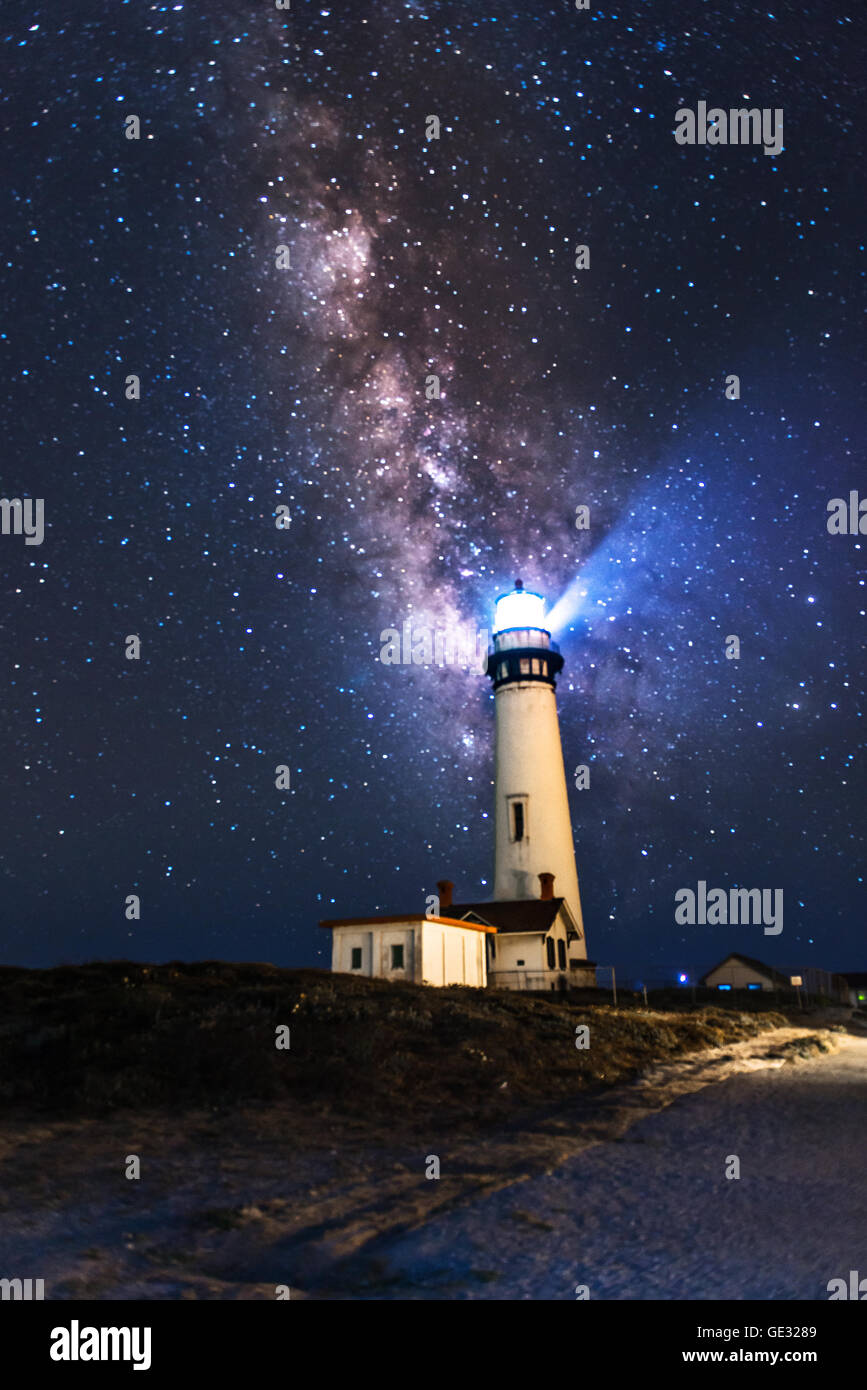 Million star and Amazing Milky Way over Pigeon Point Lighthouse Stock ...
