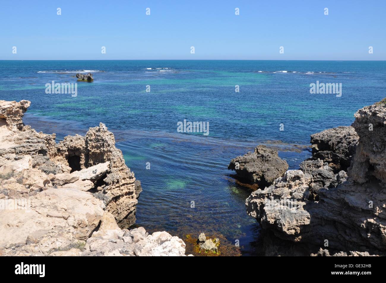 Indian Ocean seascape from the rugged limestone outcroppings at Point ...