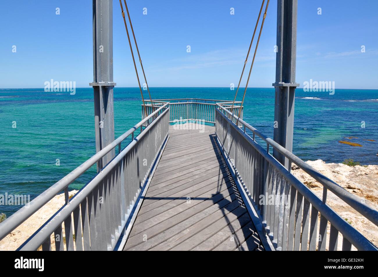 Overhanging lookout at Point Peron with the turquoise-green Indian ...