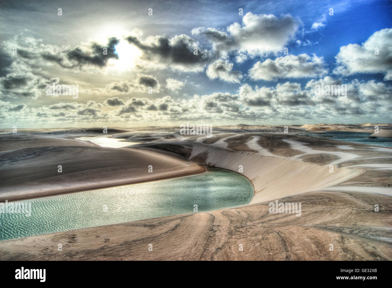 Lagoon in the desert of Lencois Maranhenses, Brazil Stock Photo - Alamy