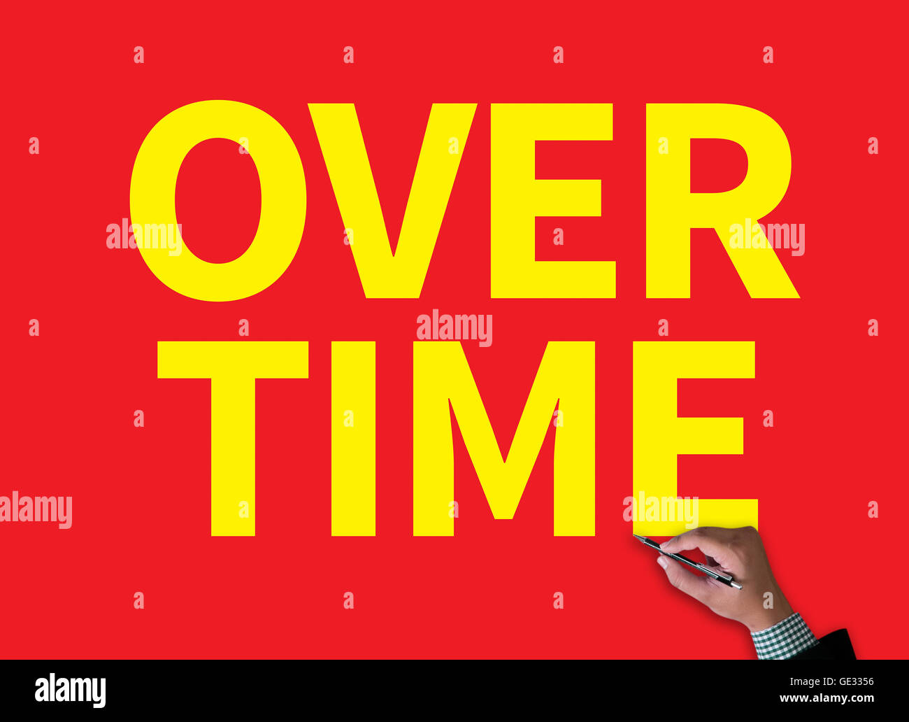 OVERTIME businessman work on white broad, top view Stock Photo - Alamy