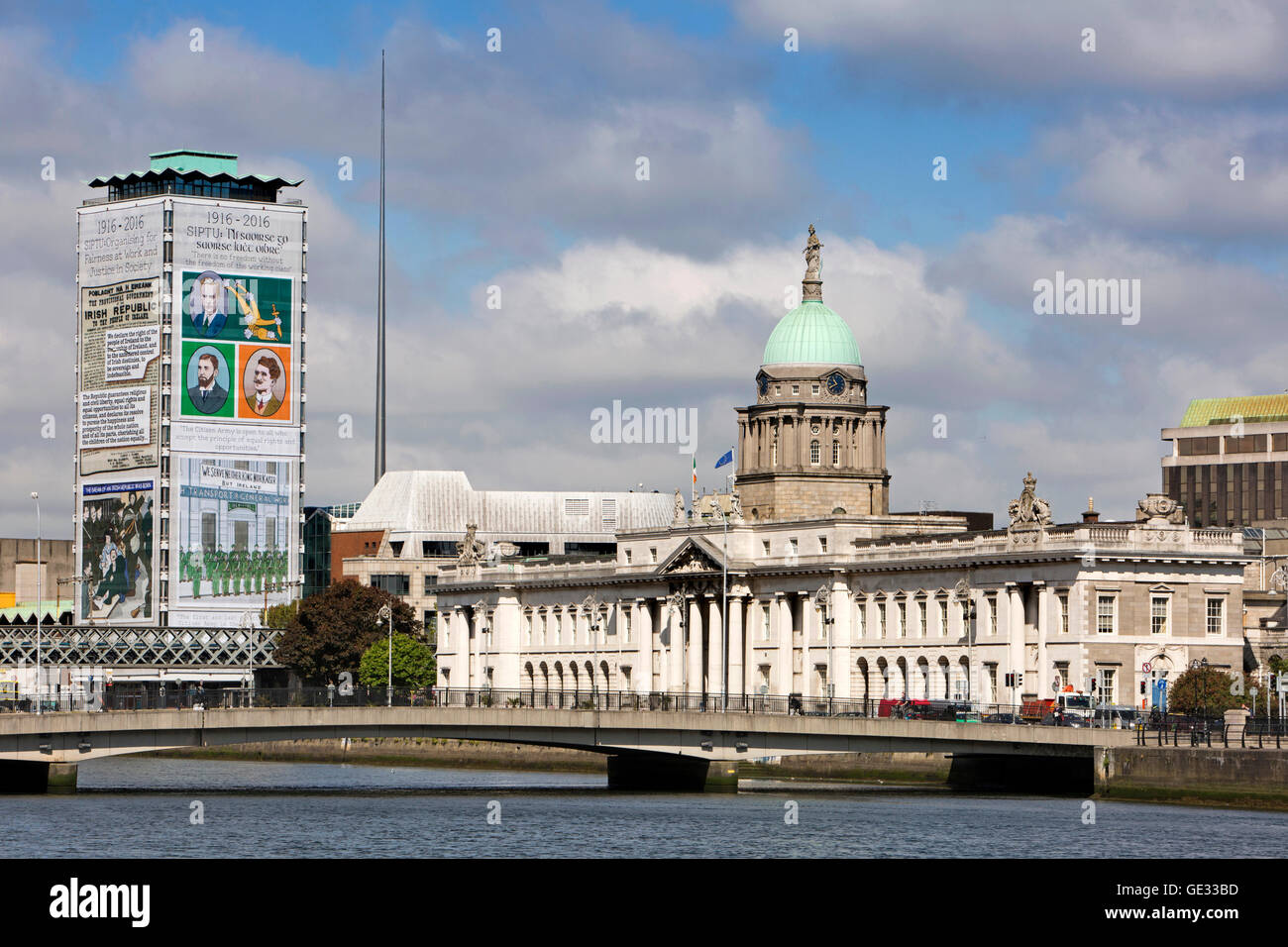 Ireland, Dublin, 1791 Custom House beside River Liffey, SIPTU Trade ...