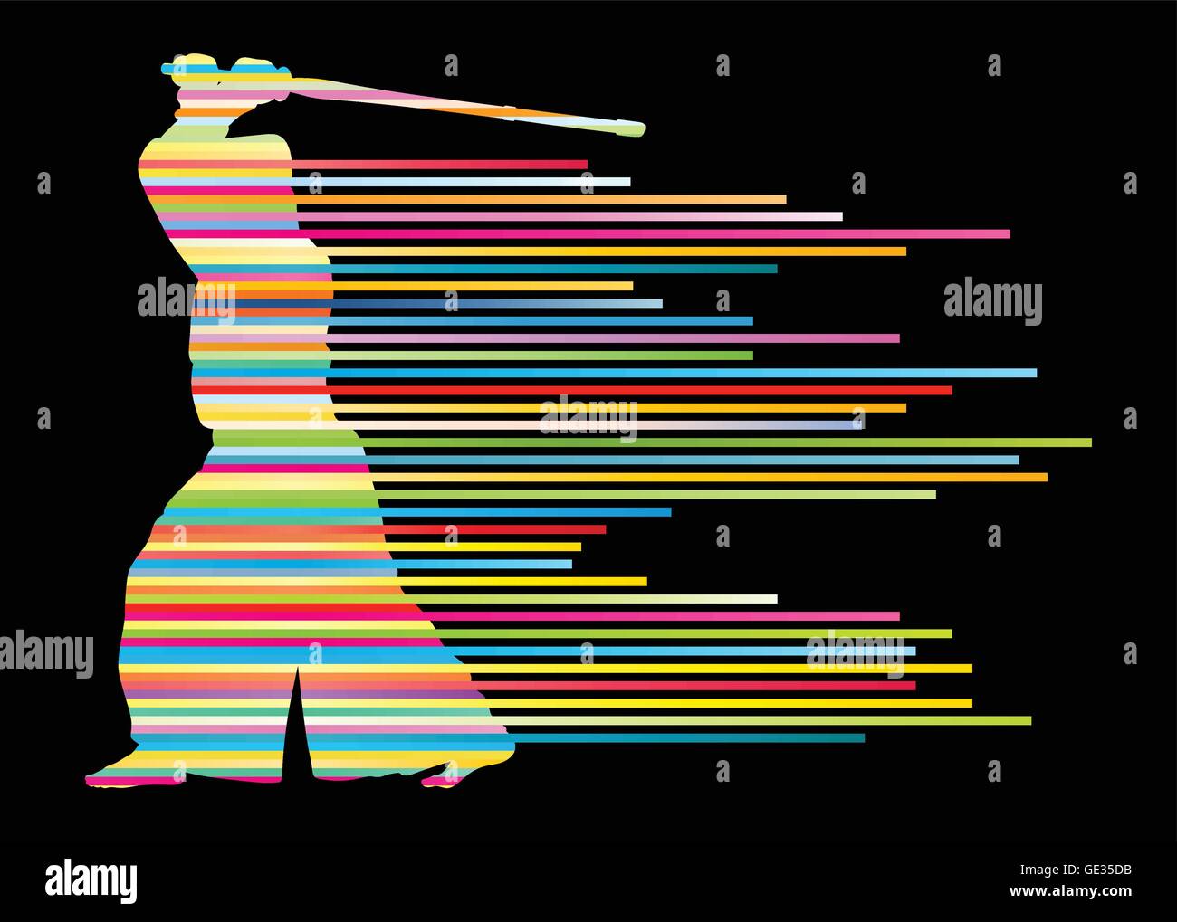 Active japanese Kendo sword martial arts fighter vector background ...