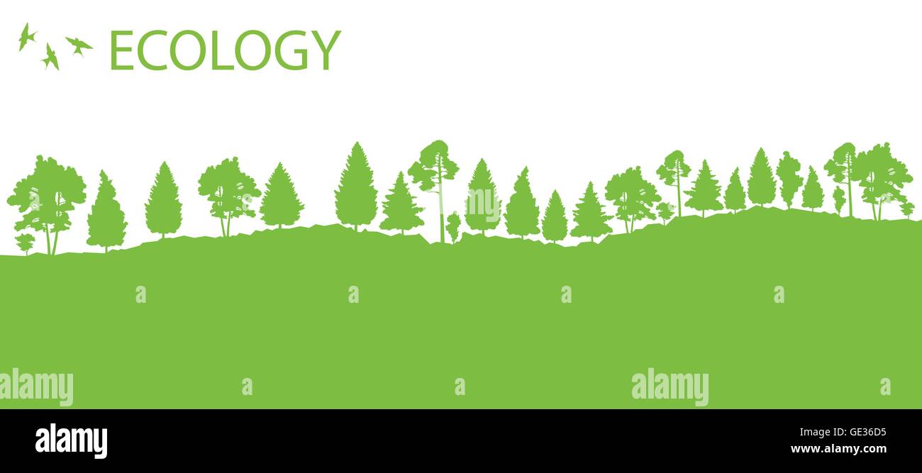 Ecology concept detailed forest tree illustration vector background ...
