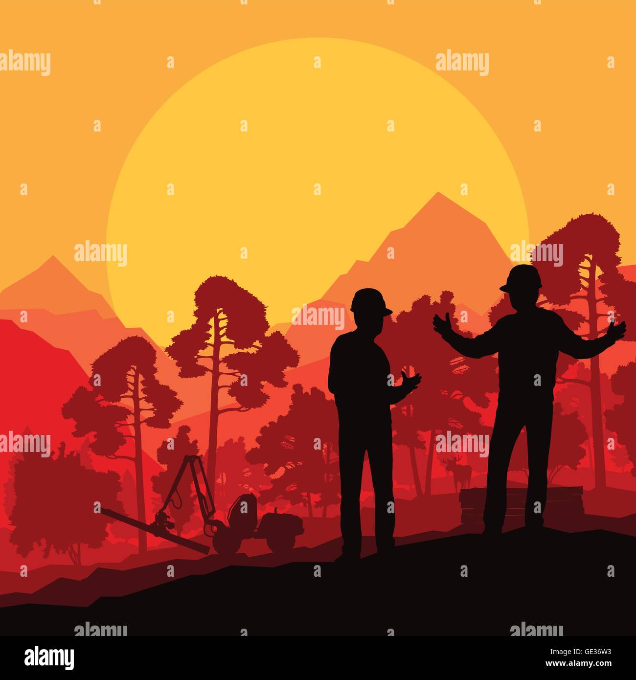 Logging loggers heavy machinery Stock Vector Images - Alamy