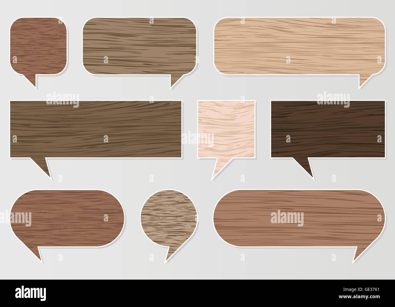 Natural wood texture speech bubbles and balloons illustration ...
