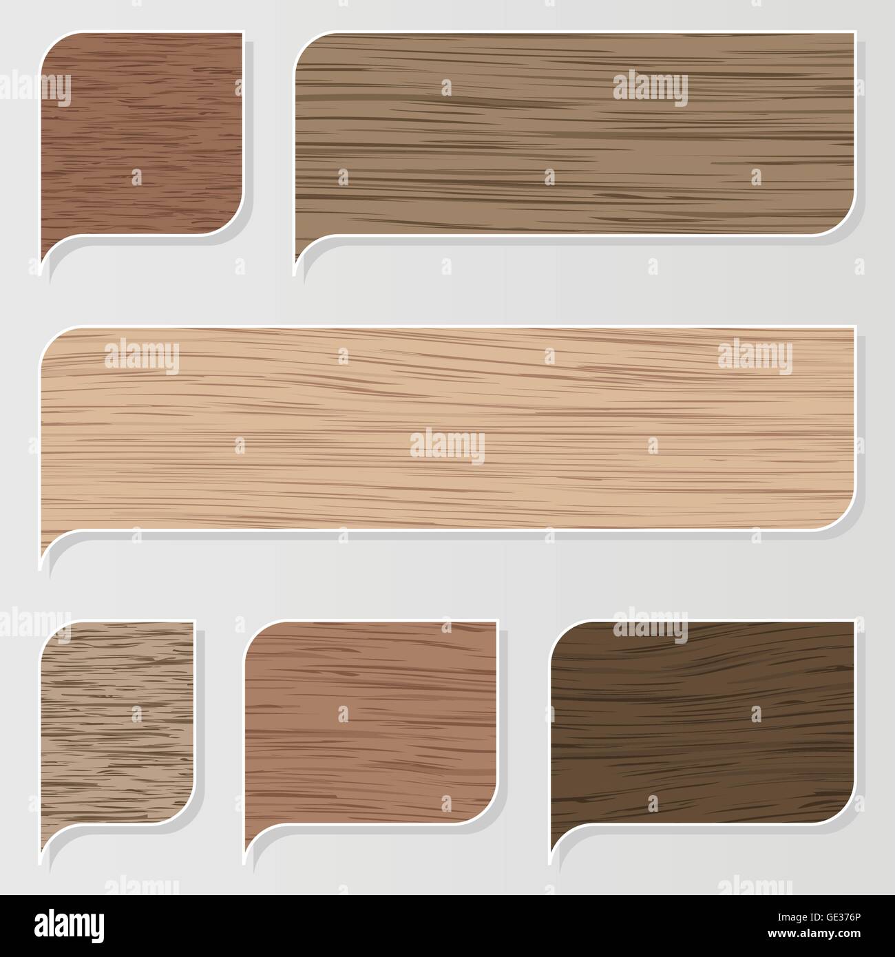Natural wood texture speech bubbles and balloons illustration ...