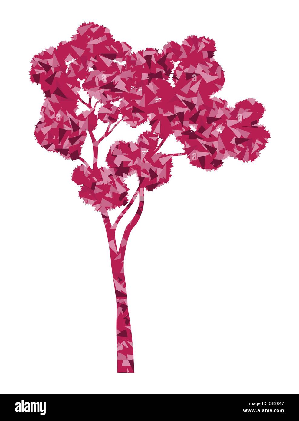 Sakura tree in full bloom stylized eco symbol concept made of fragments ...