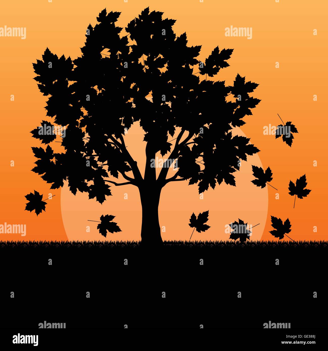 Maple tree autumn leaves background vector landscape concept Stock ...