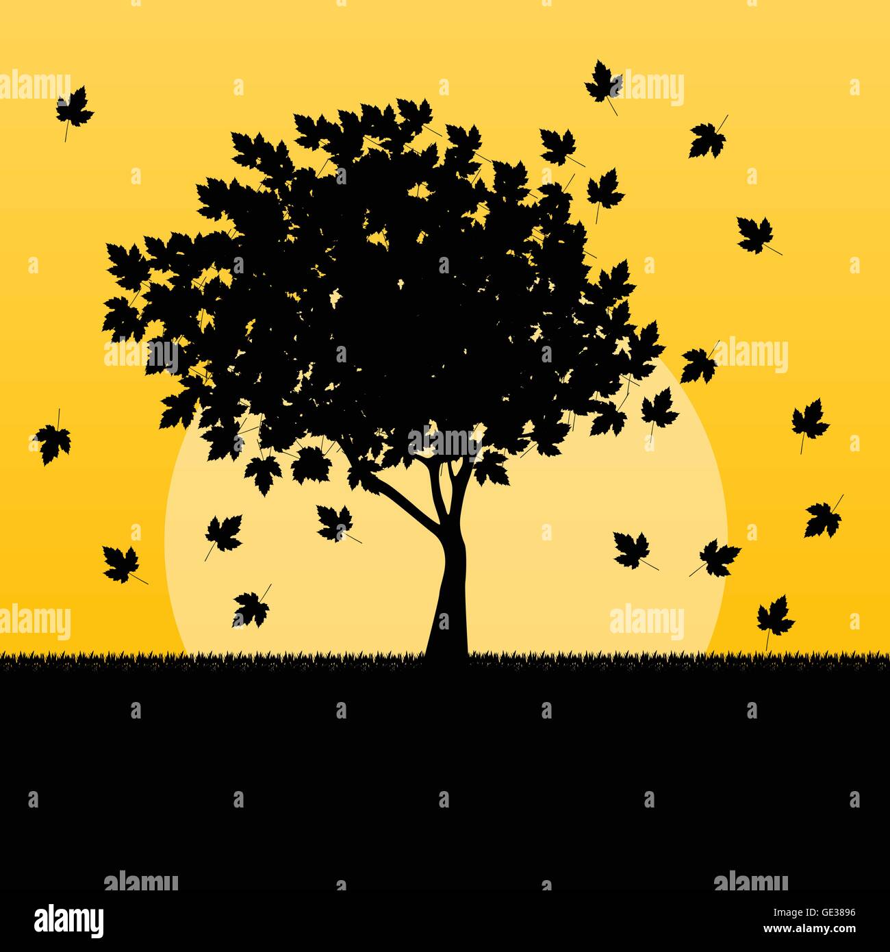 Maple tree autumn leaves background vector landscape concept Stock ...