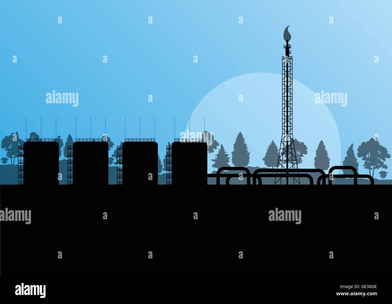 Oil refinery industrial factory landscape illustration background ...