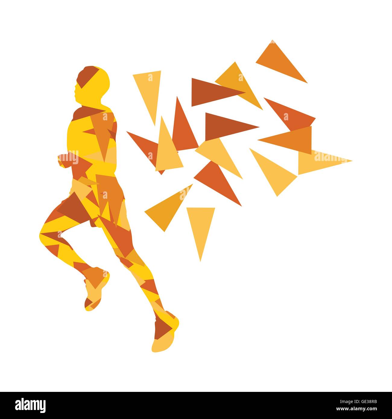 Marathon runner abstract vector background concept made of fragments ...