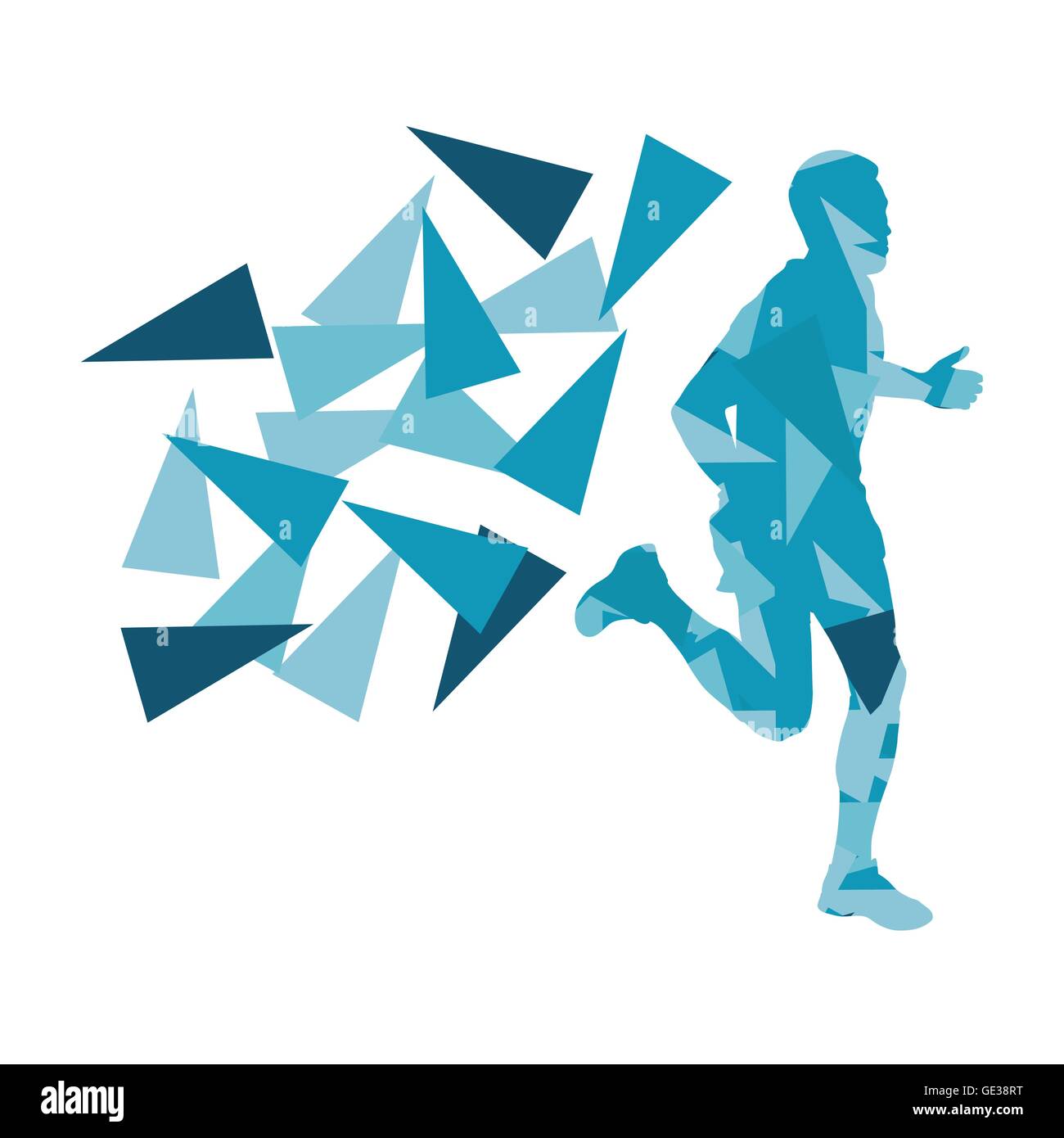 Marathon runner abstract vector background concept made of fragments ...