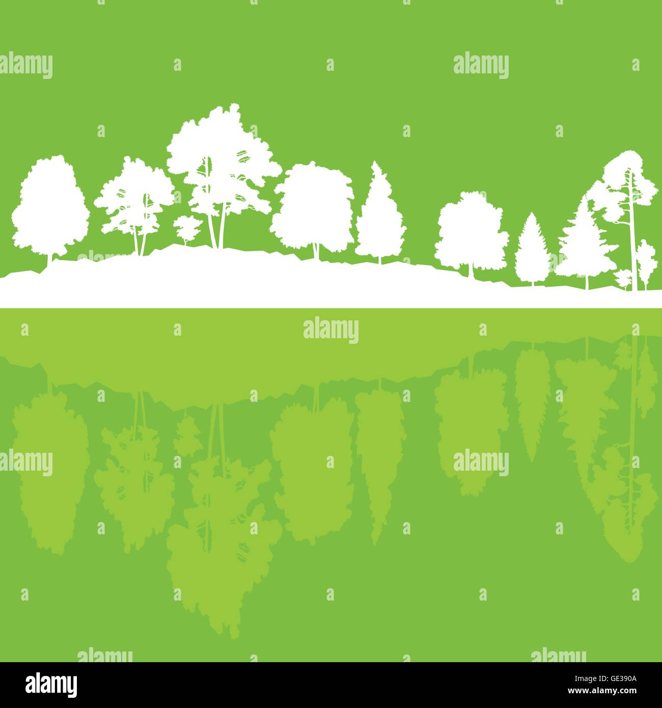 Forest trees wild nature silhouettes landscape illustration background ...