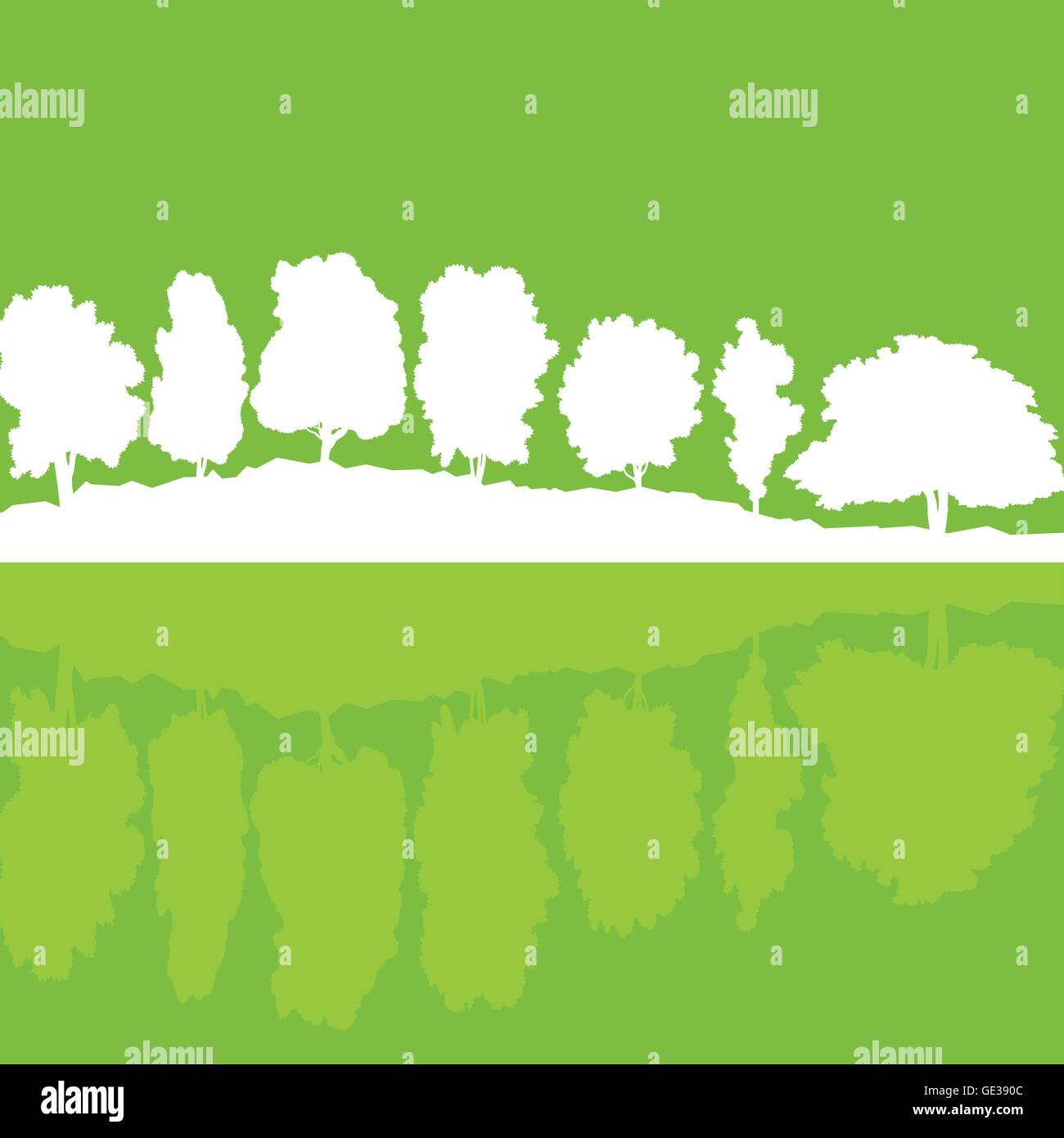 Forest trees wild nature silhouettes landscape illustration background ...